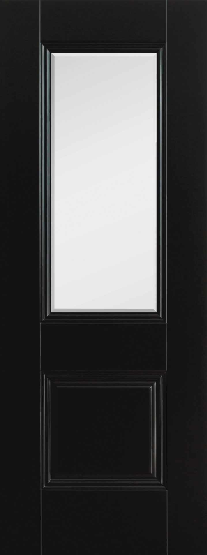 6'8" X 2'10" Arnhem Black Premium Primed Door - Clear Bev Glass DONEGAL ...