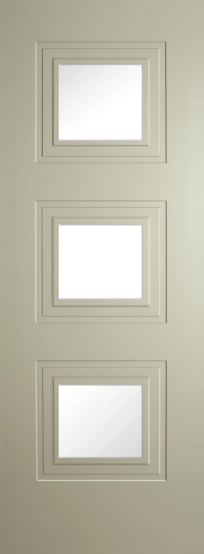 6'6" X 2'0" Bergerac 3 Panel Silk Grey Premium Primed Door - Clear ...