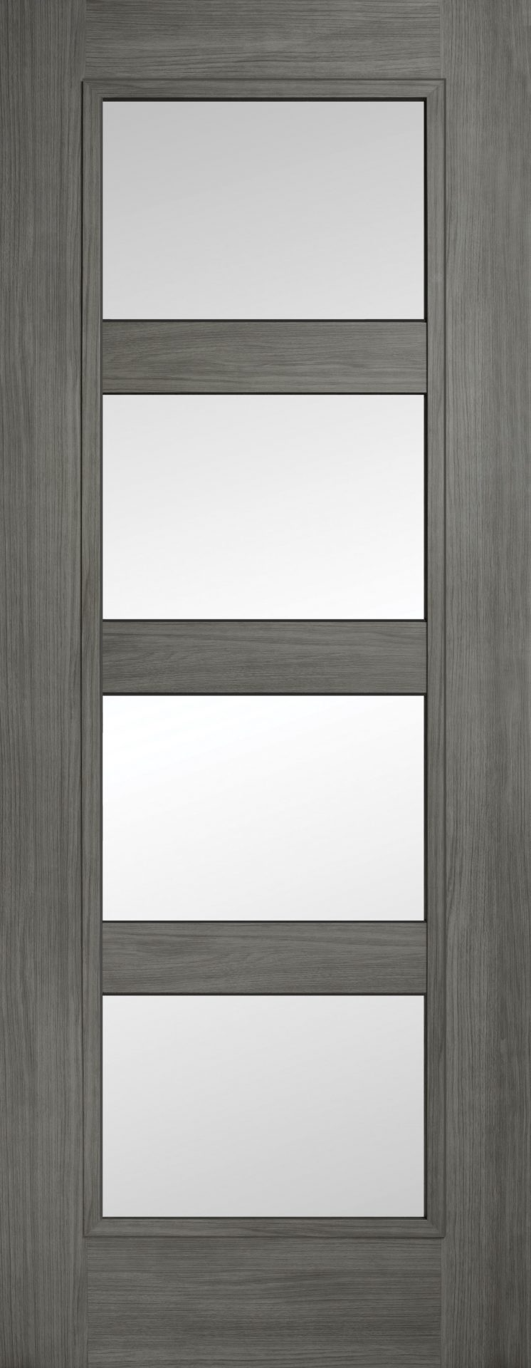 6'6" X 2'6" Shaker 4 Panel Luxury Grey Laminate Door - Clear Glass ...