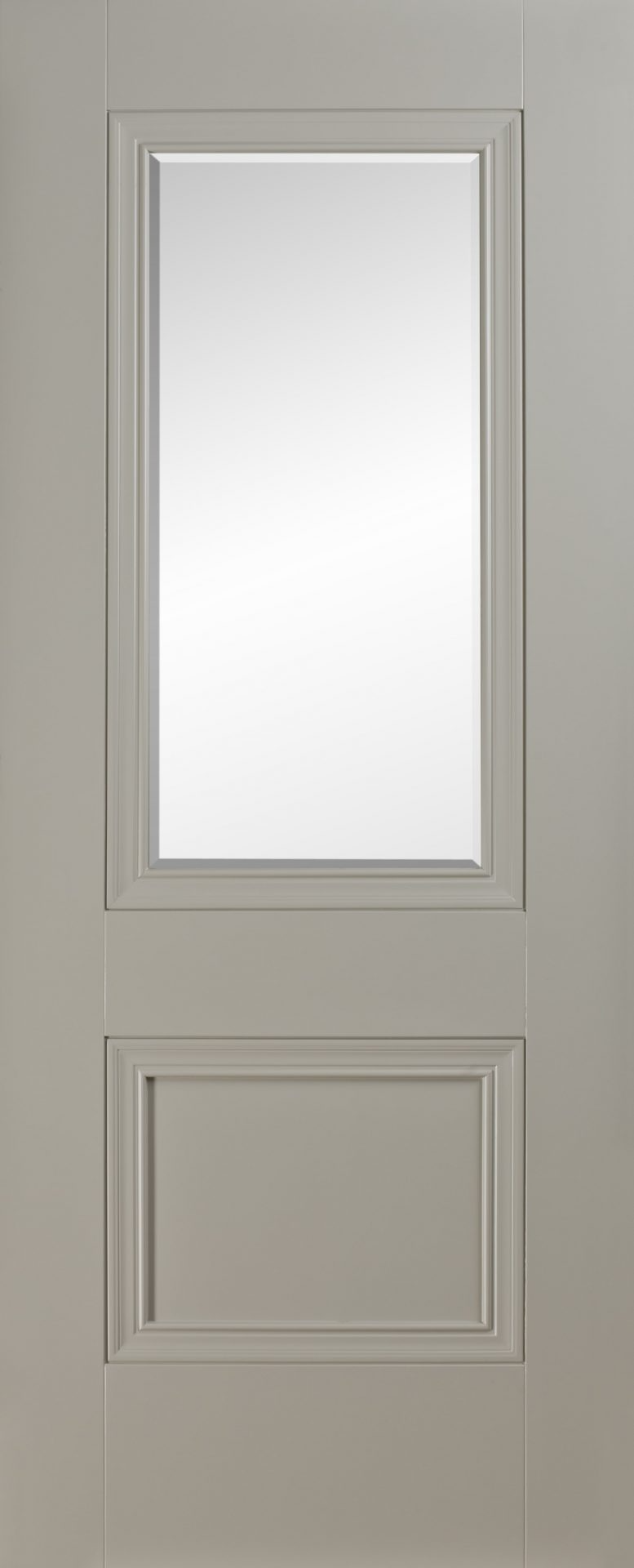 6'8" X 2'10" Salzburg Silk Grey Premium Primed Door - Clear Bev Glass ...
